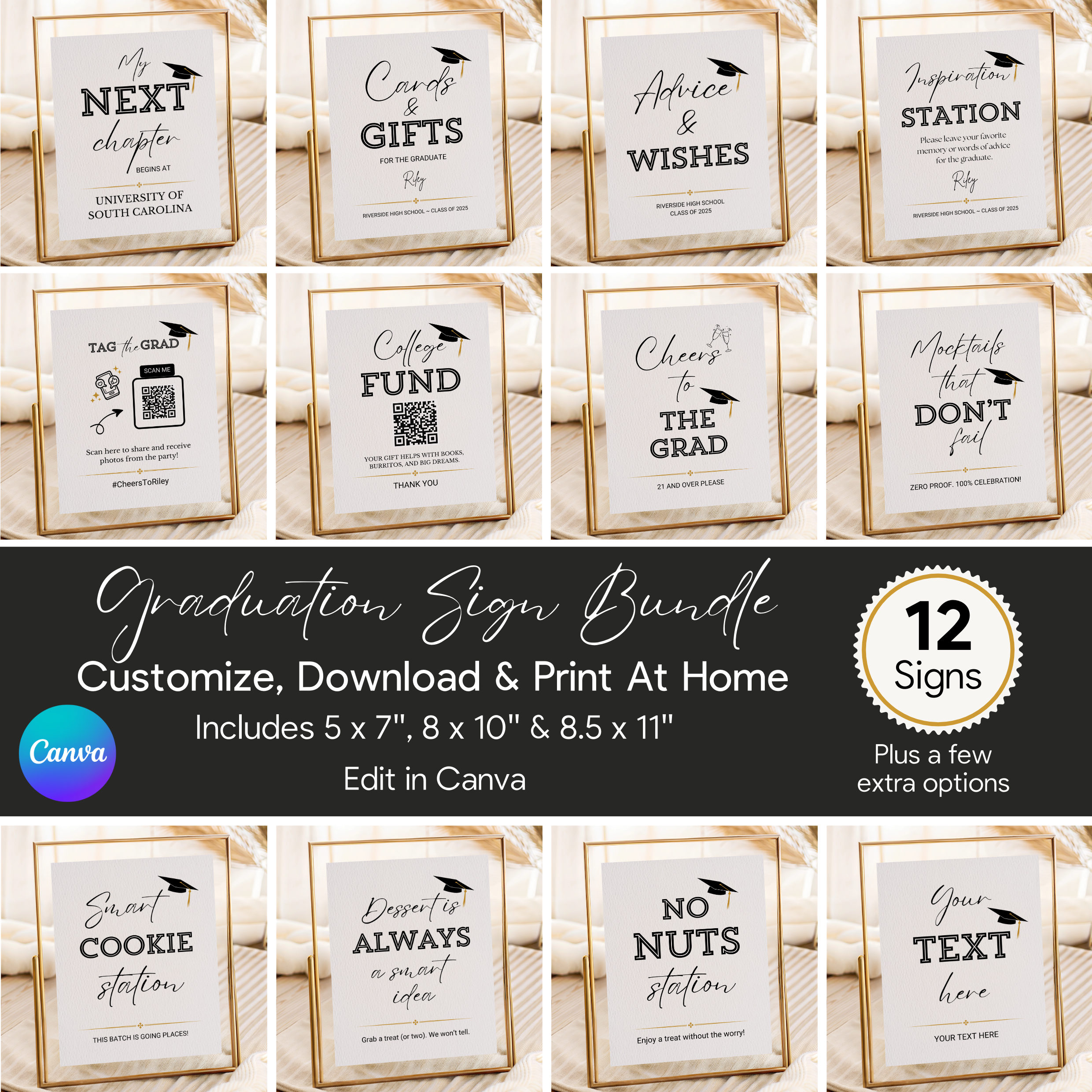 Editable Graduation Party Table Signs Bundle | Digital Download ...
